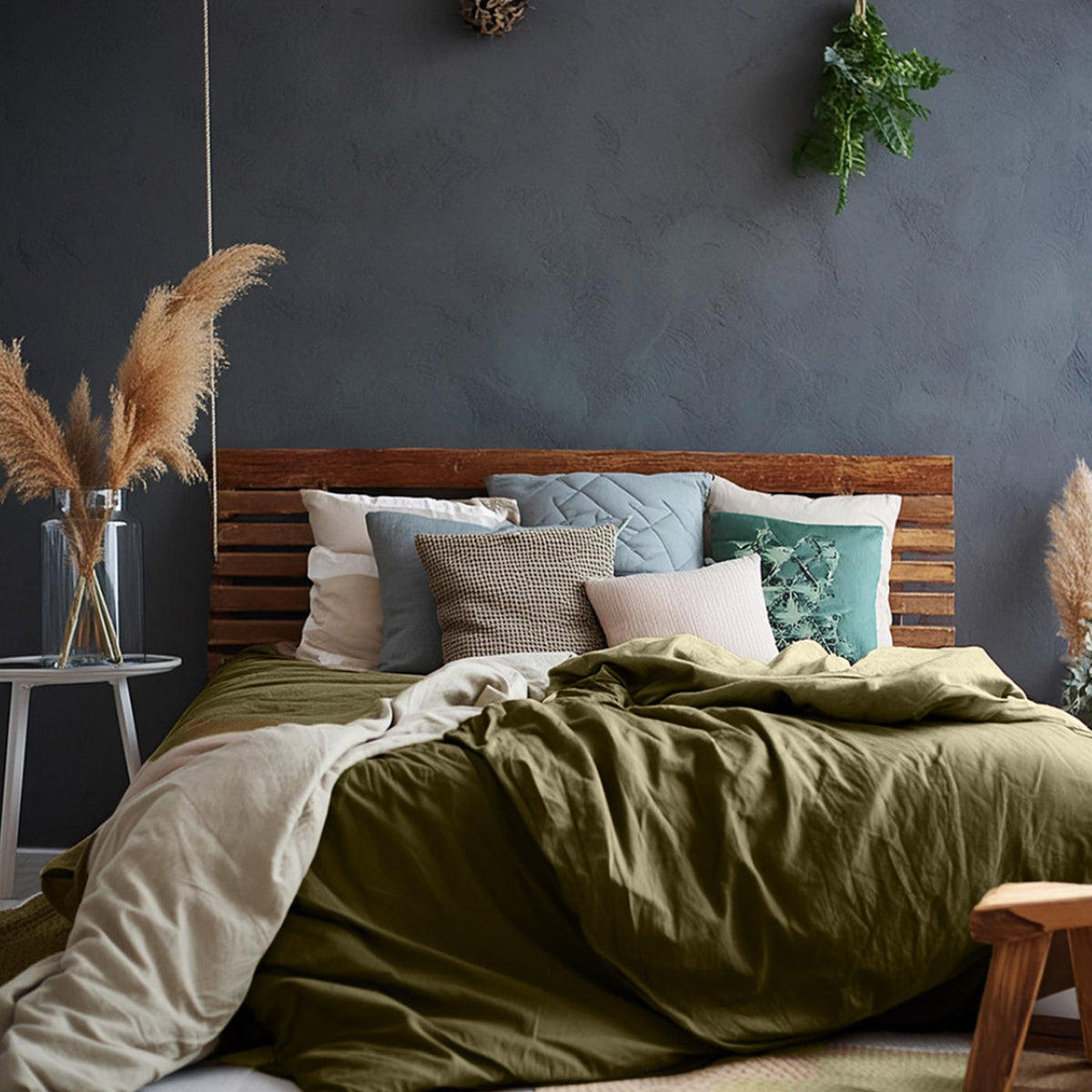 100% French Linen Bedding – Olive Threads